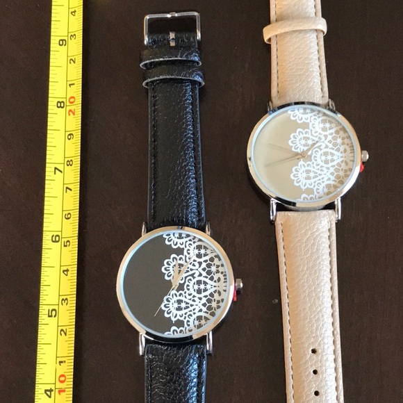 Geneva | Accessories | Geneva Watch Black With White Lace Look On Face ...